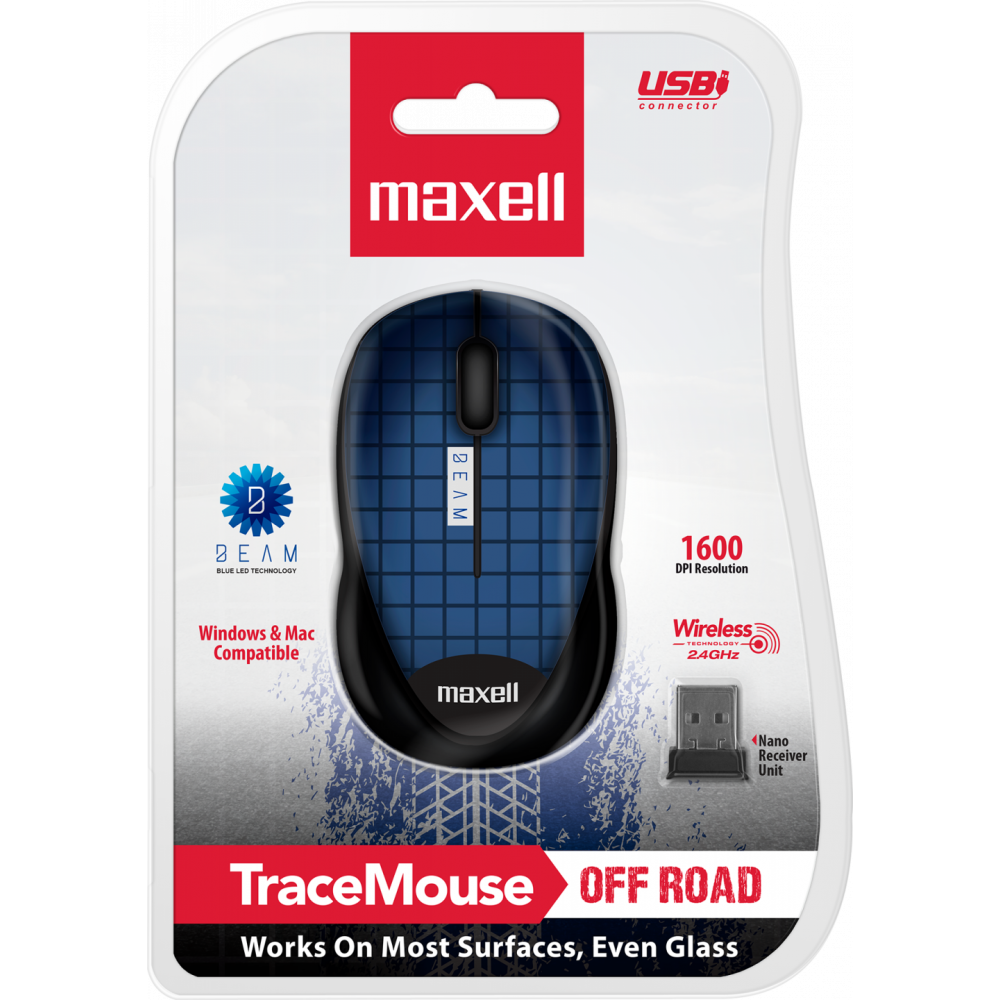 Maxell mouse optico inalambrico mowl 250 trace azul 34796